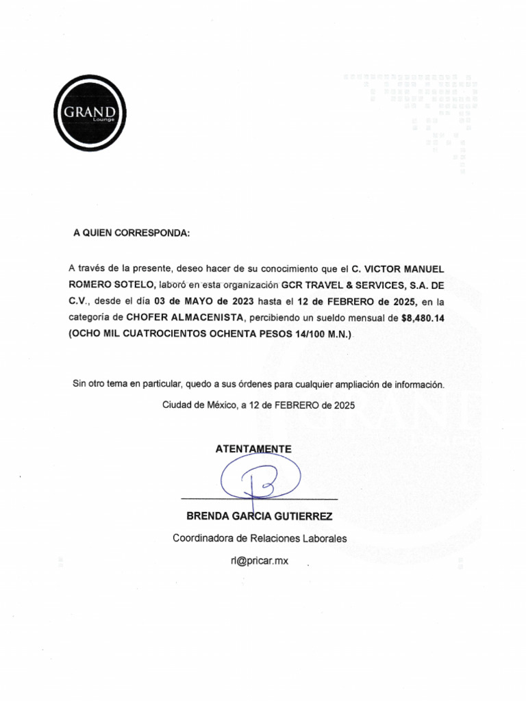 Constancia Laboral Victor | PDF