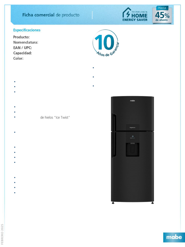 FC rmp415gpg Mabe Per 2025 | PDF | Uso eficiente de energía | Refrigerador