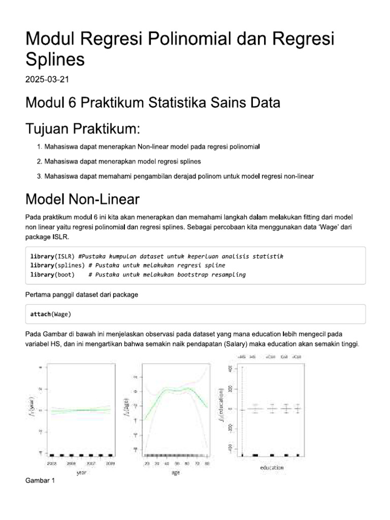 Modul 6 Regresi Polinomial Dan Regresi Splines | PDF