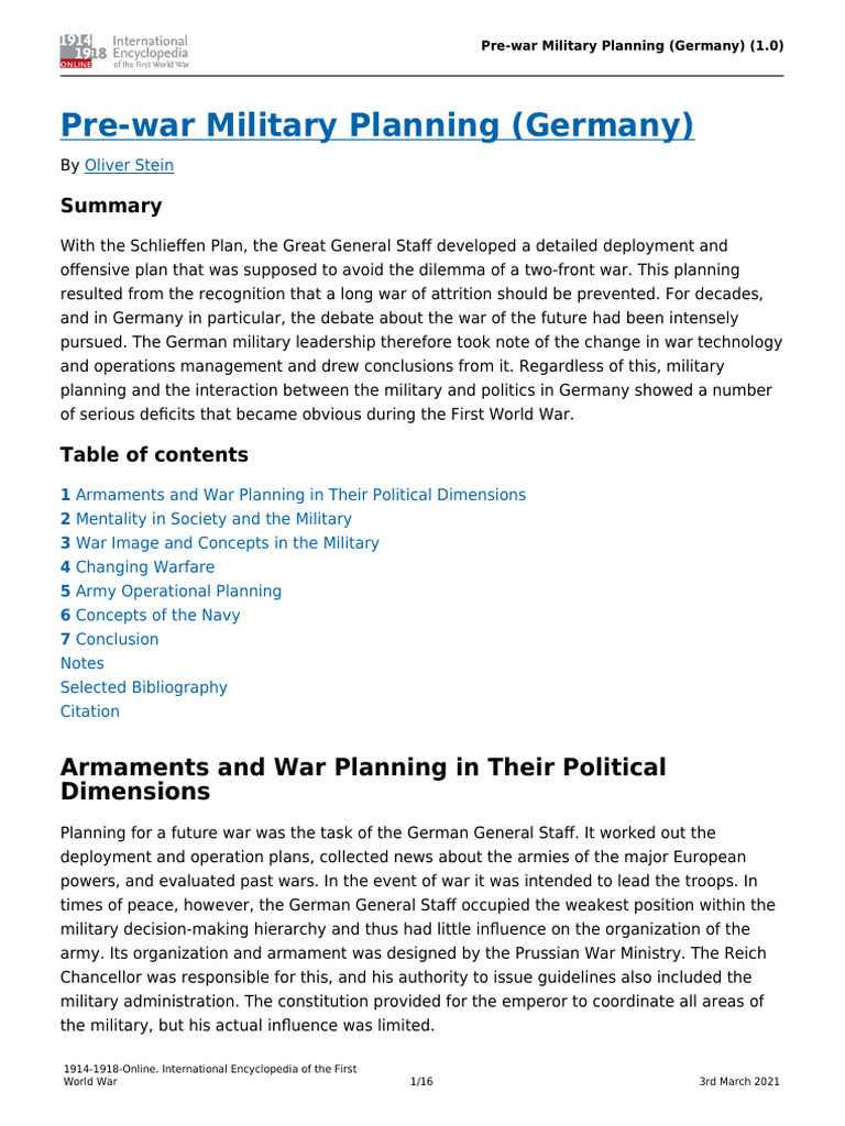 Germany's Pre-War Military Strategy | PDF | German Empire | Military