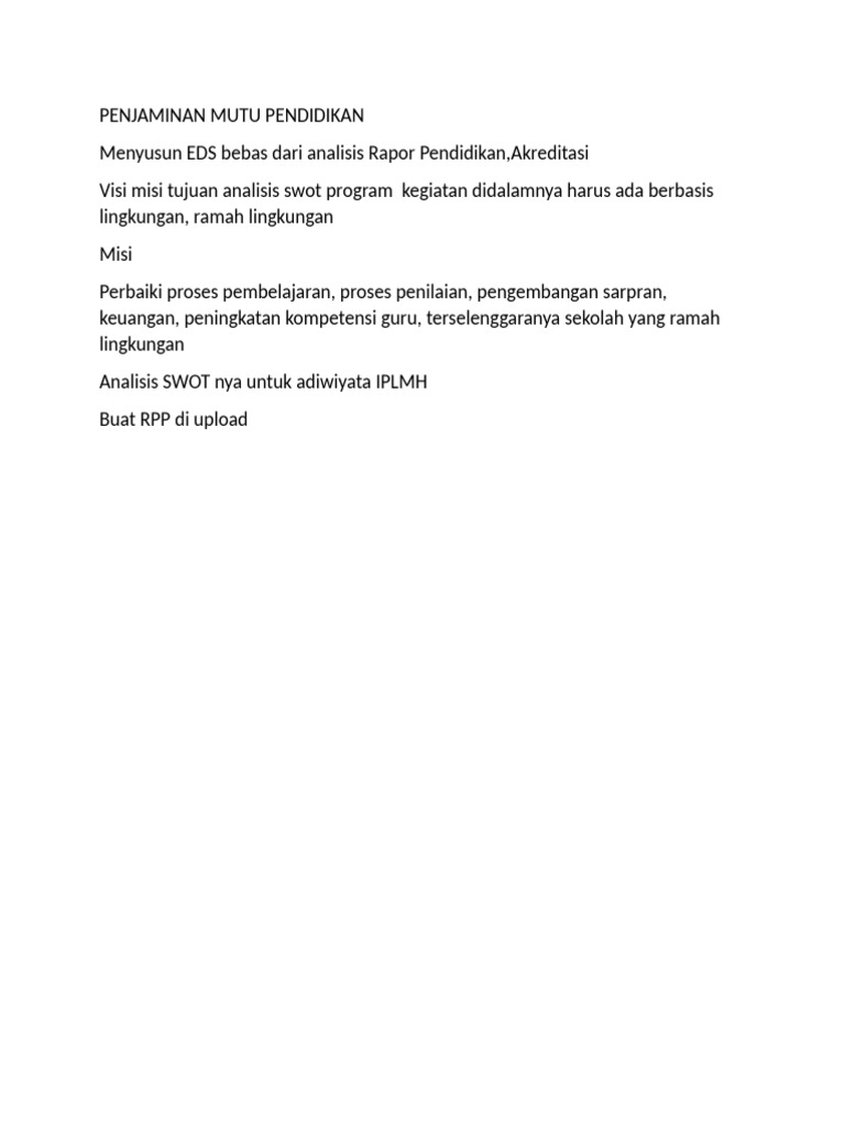 PENJAMINAN MUTU PENDIDIKAN | PDF