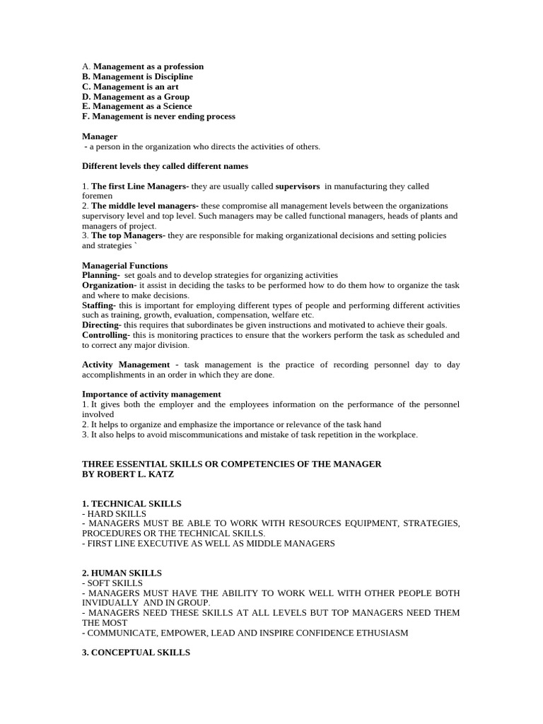 Understanding Management Roles and Skills | PDF | Skill | Employment