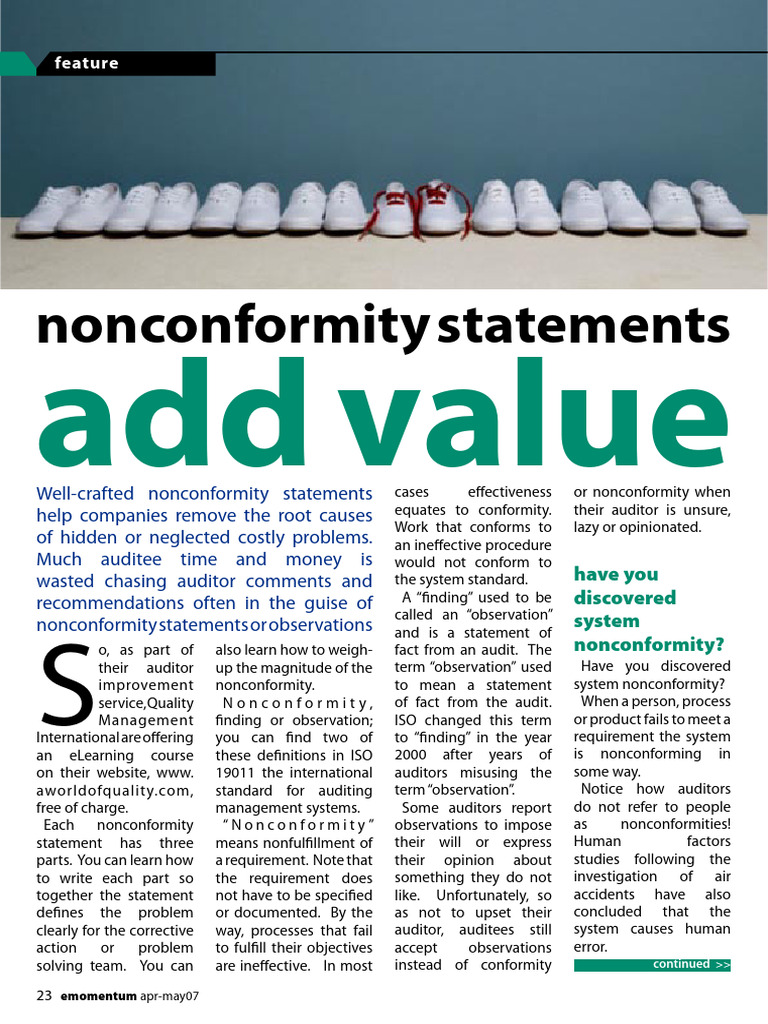 Nonconformity Statements Add Value | PDF | Audit | Auditor's Report