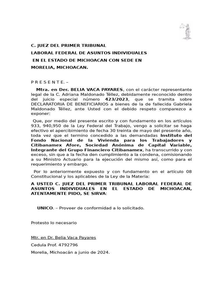 Auto de Ejecucion de Sentencia Laboral | PDF