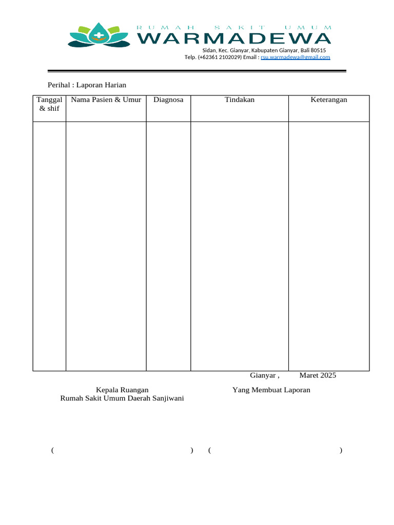 Form Laporan Harian | PDF