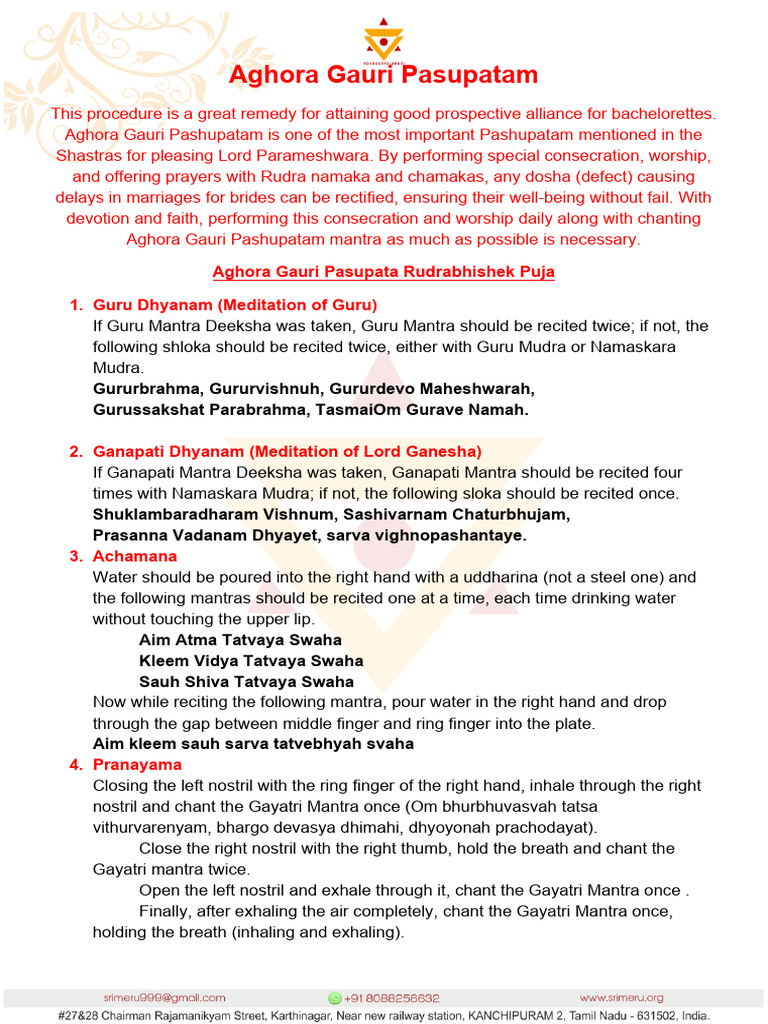 Aghora Gauri Pashupatam Ritual Guide | PDF | Mantra | Hindu Gods