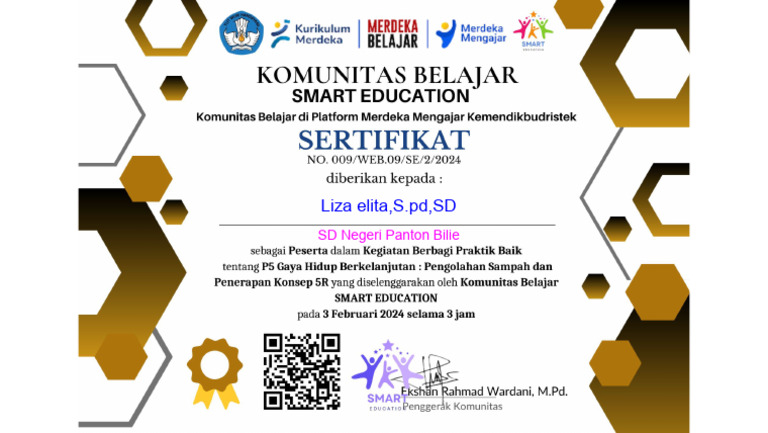 Liza Elita, S.PD, SD - SD Negeri Panton Bilie Sertifikat 5R | PDF