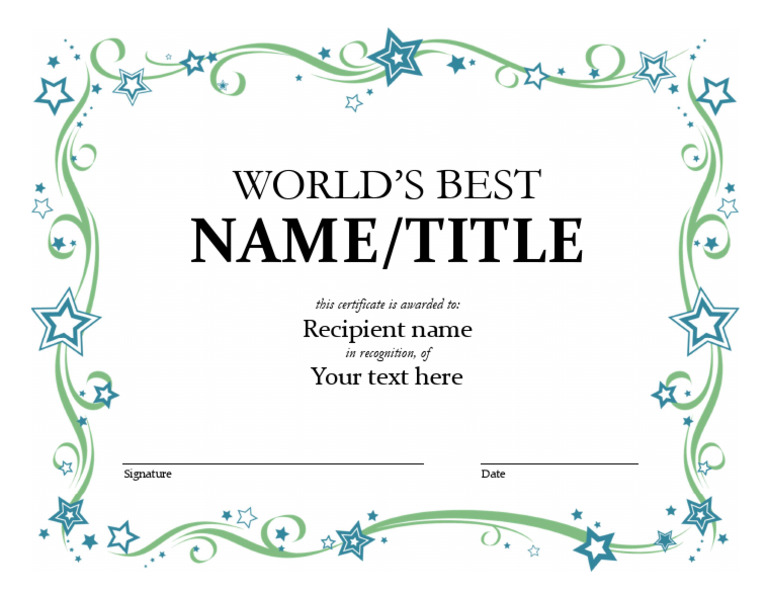 Award Card Template | PDF
