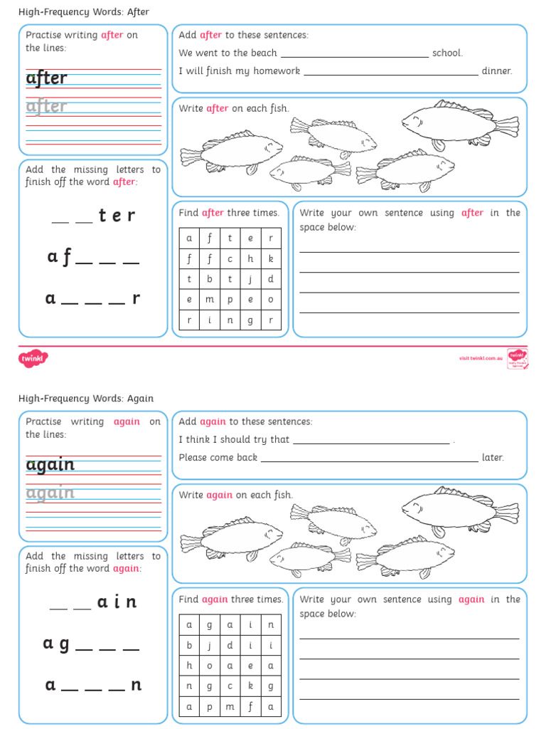 High Frequency Words Activity Sheets | PDF