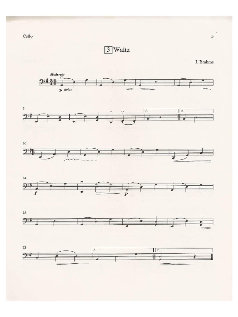 Waltz - Brahms Cello | PDF