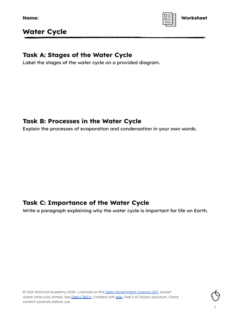 Water Cycle - 8oeaqn44 - Worksheet | PDF