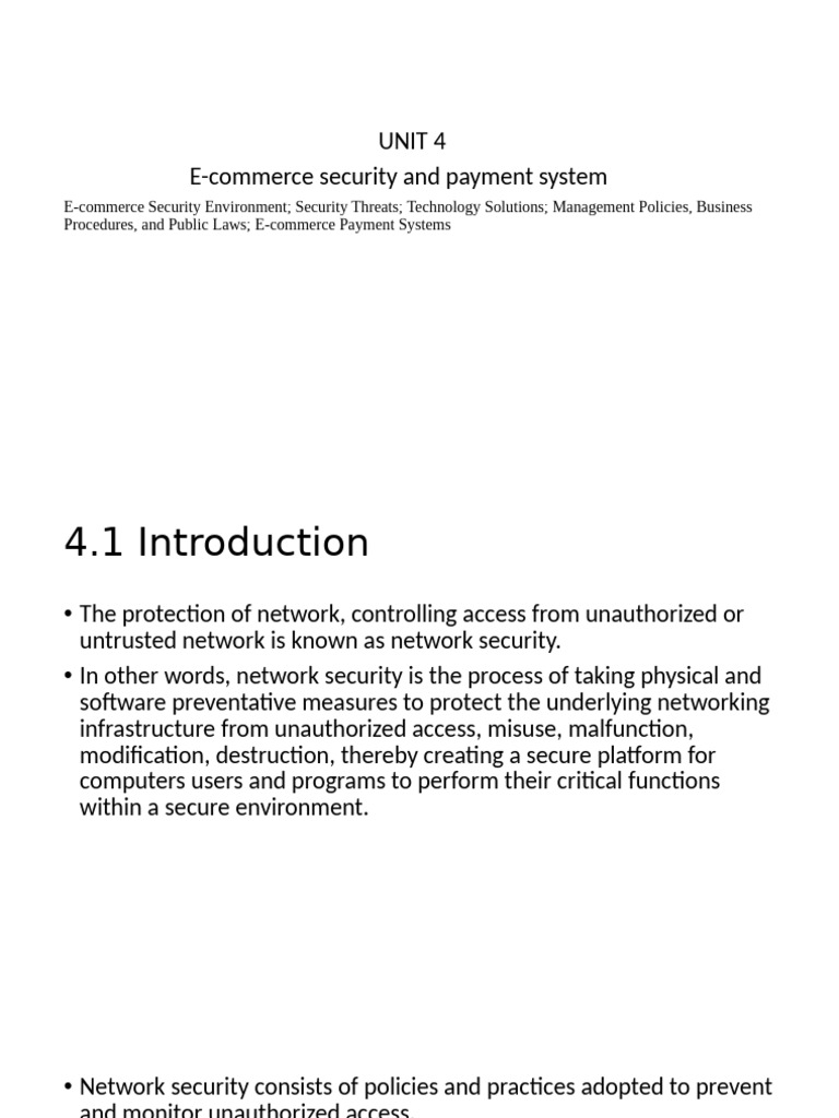 UNIT 4 E-Commerce Securtiy and Payment System | PDF | Transport Layer Security | Cryptography