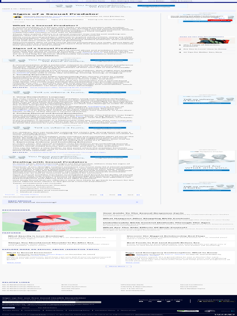 Sexual Predators_ 5 Signs to Look For | PDF | Birth Control | Rape