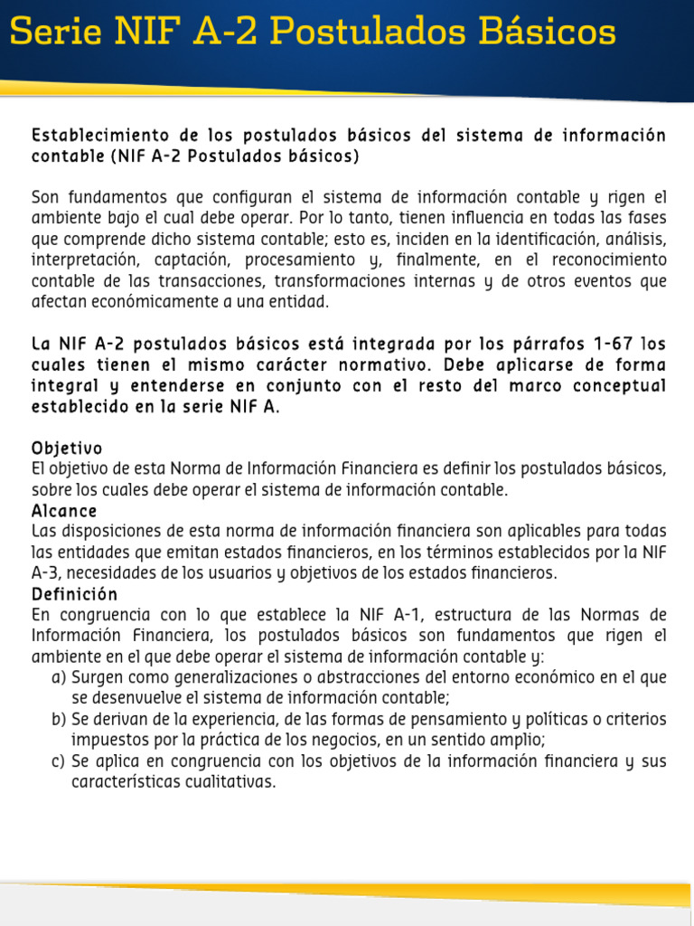 Postulados Básicos NIF A-2 | PDF | Contabilidad | Información
