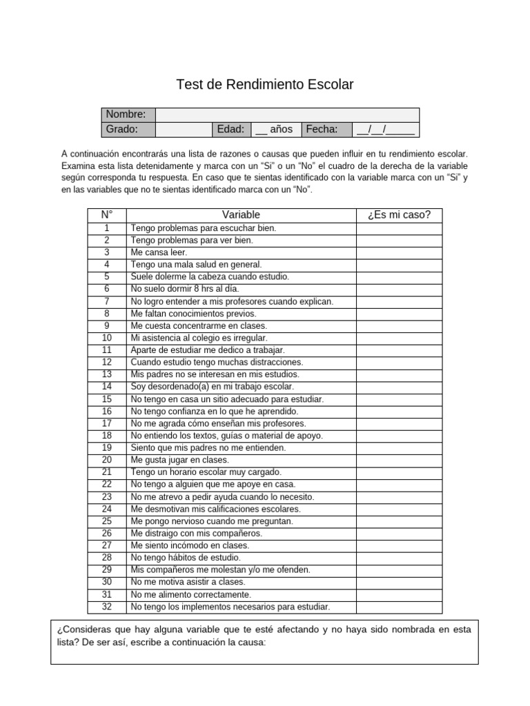 520925914-Test-Rendimiento-Escolar-imprimir | PDF