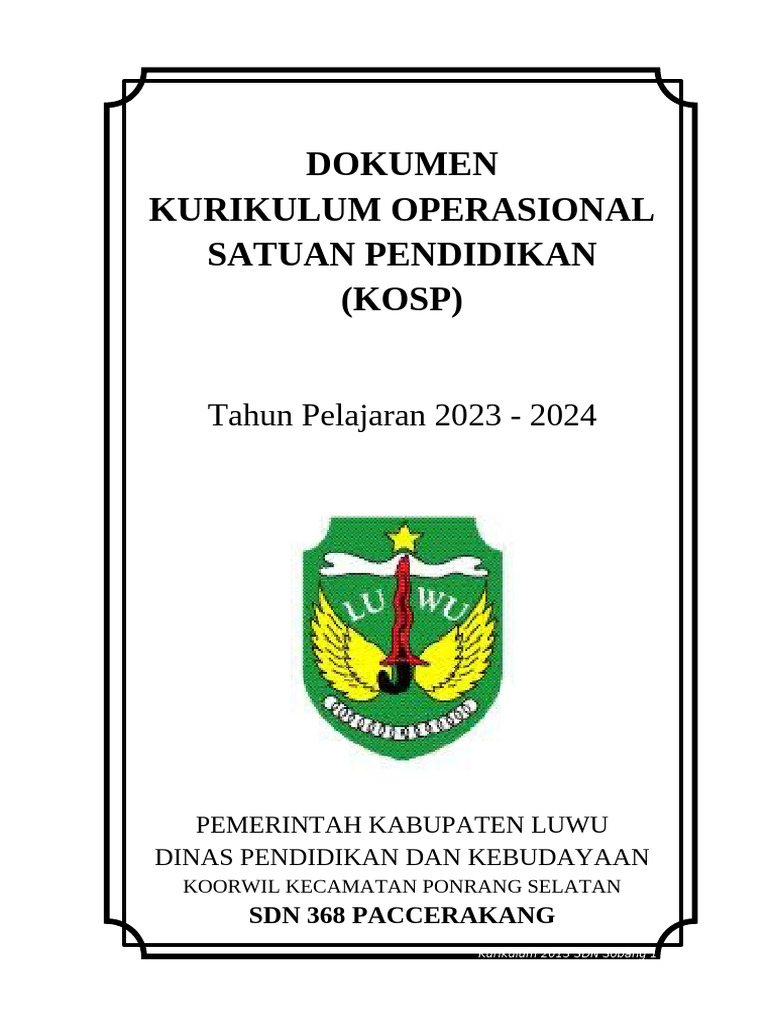 Kosp Satuan Pendidikan (SDN 368 Paccerakang) | PDF