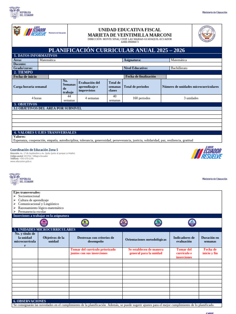 Pca Formato 2025 | PDF | Plan de estudios | Pedagogía