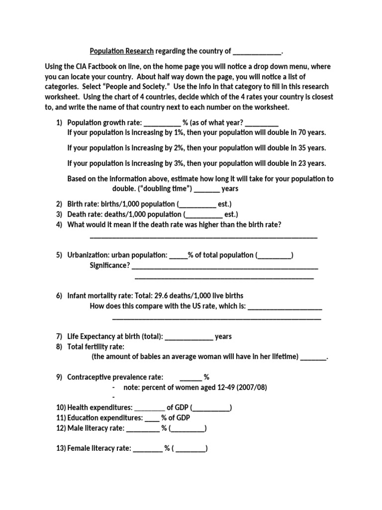 Population Research Guide for Countries | PDF