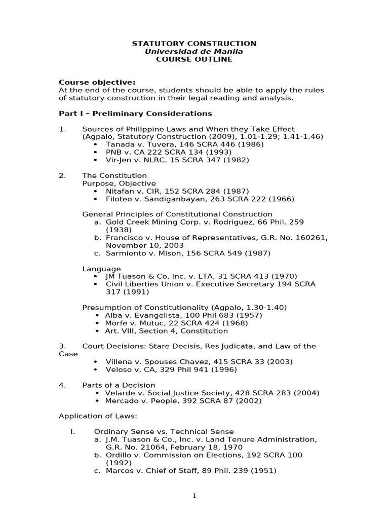 Philippine Statutory Construction Guide | PDF | Statutory ...