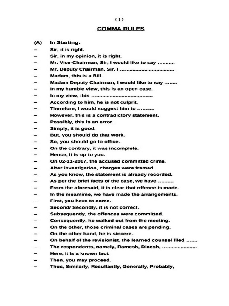 Comma Rule | PDF