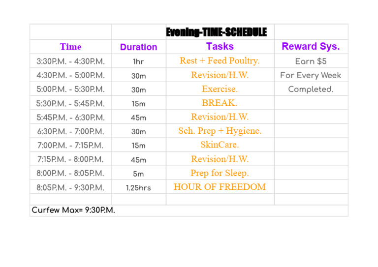 Time Schedule Sheet1 | PDF