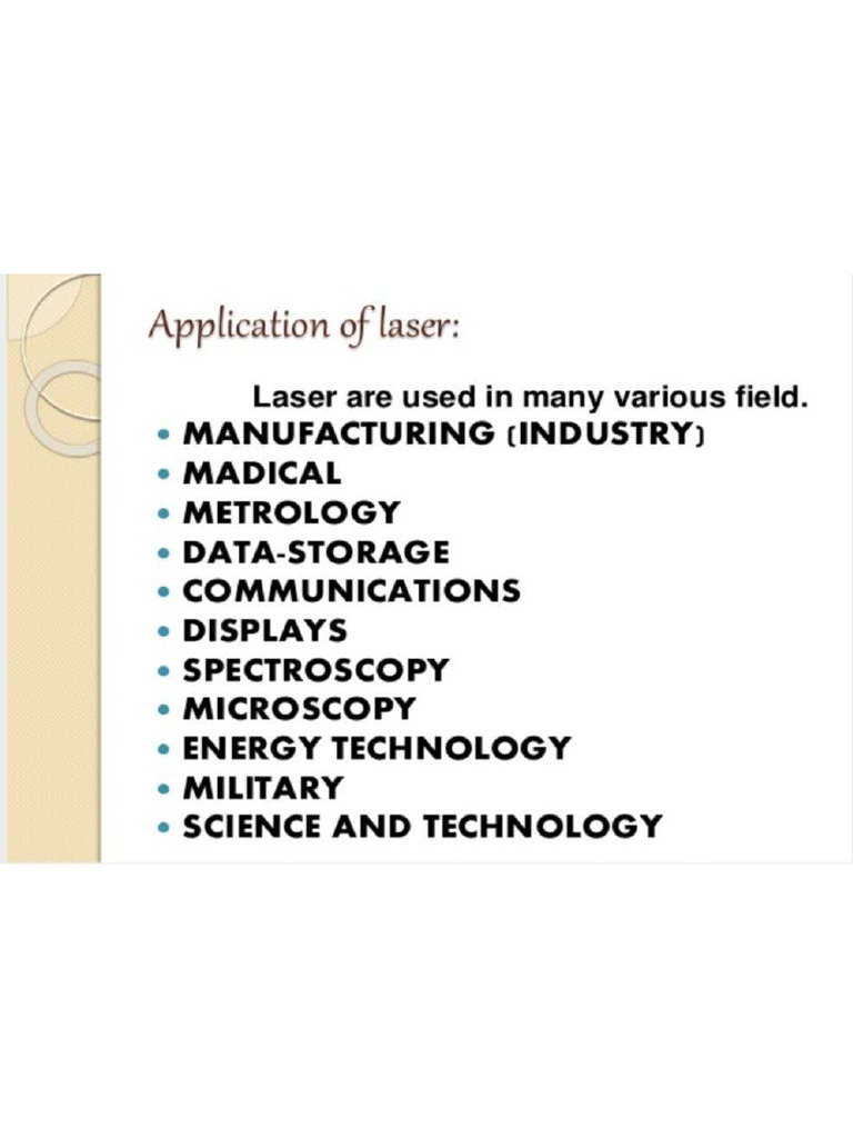 Phy Applications of Laser | PDF