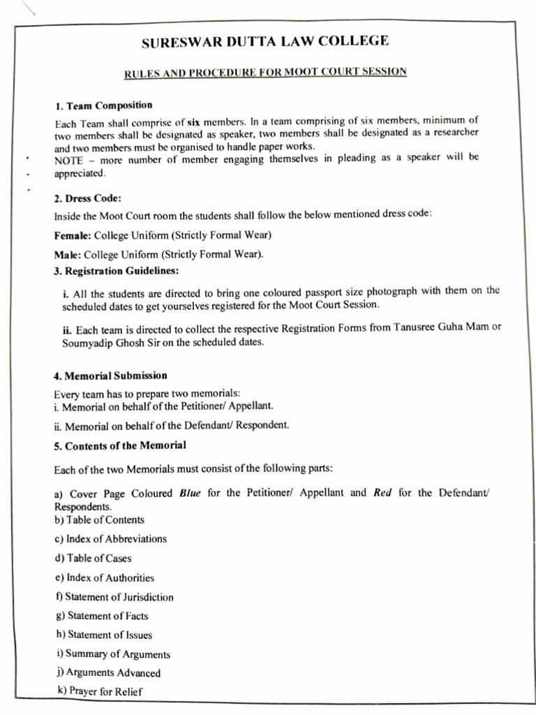 Rules and Procedures For Moot Court Session | PDF | Government | Common Law
