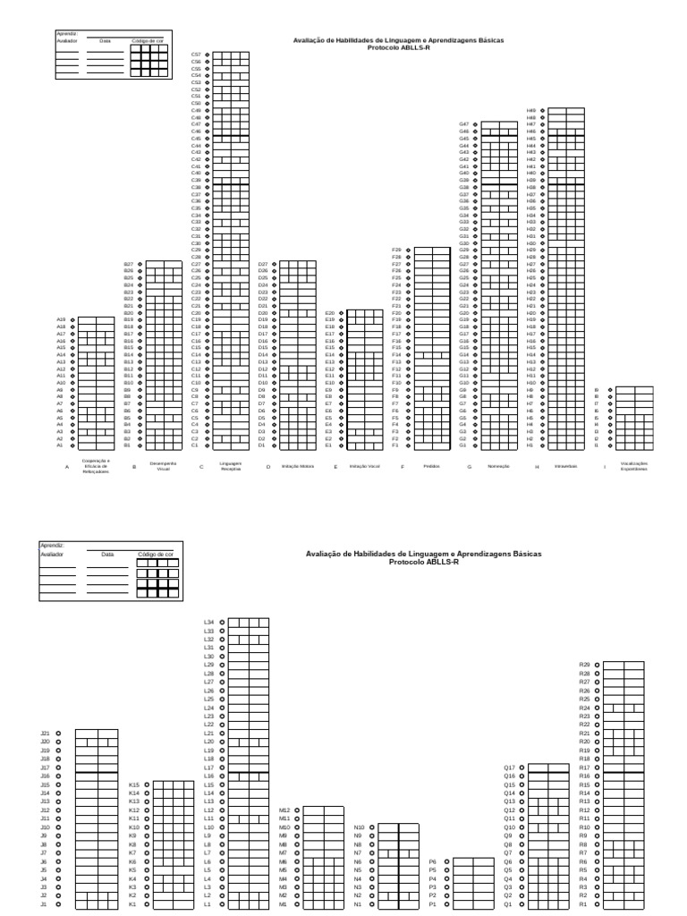 GRÁFICO ABLLS-R (Preencher) | PDF