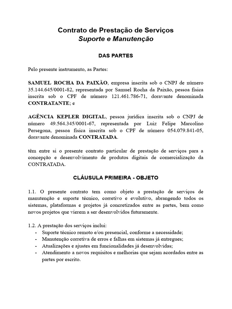 Suporte e Manutenção - & Kepler Digital | PDF | Comunicação