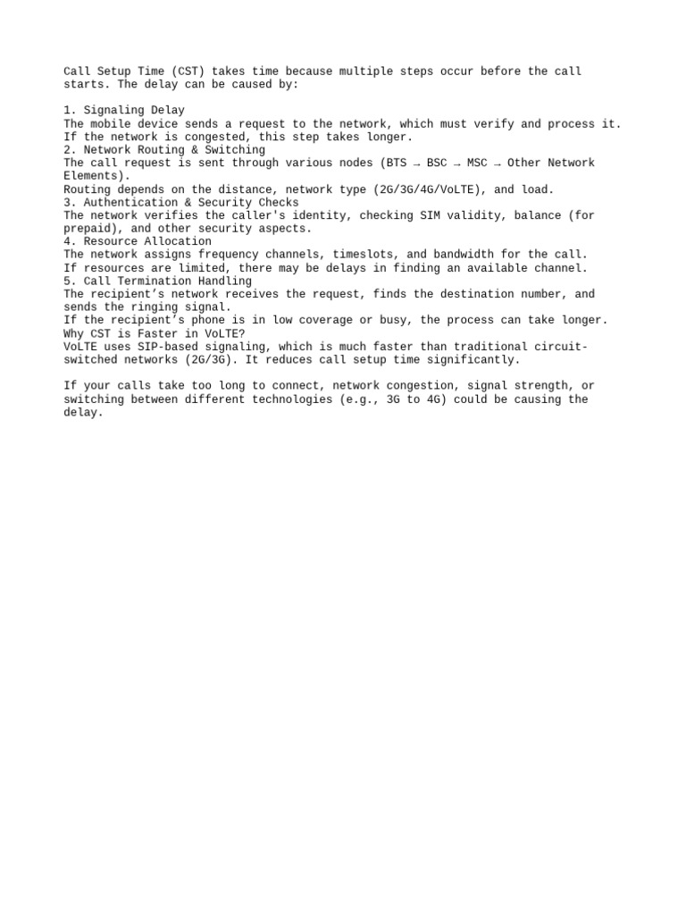 Understanding Call Setup Time Delays | PDF