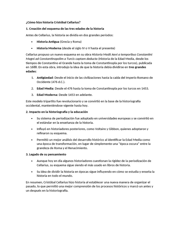Cómo Realizo Historia Cristóbal Cellarius | PDF | Edades medias ...