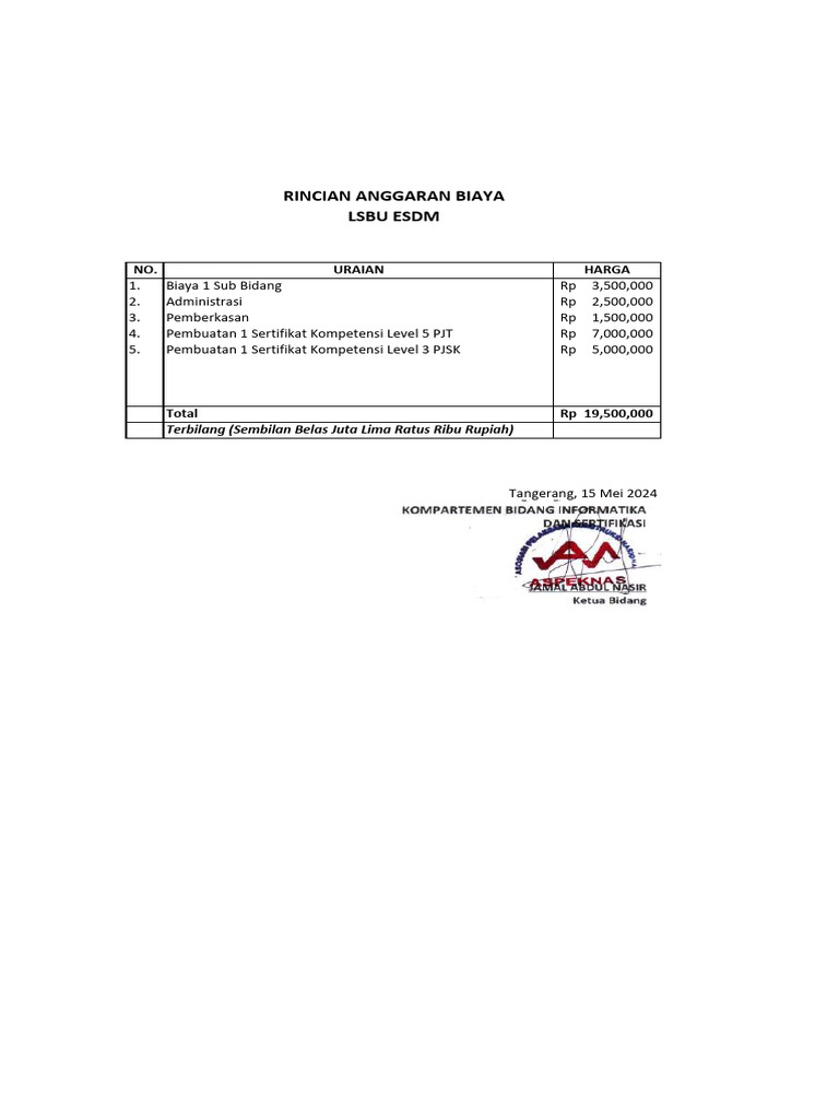 Penawaran Lsbu ESDM PT. ANUGRAH MAJU BERSAMA INDONESIA-2 | PDF