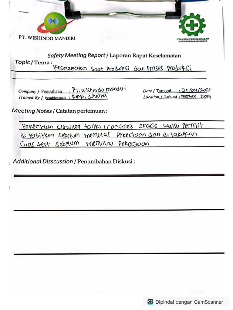 Form Safety Meeting | PDF