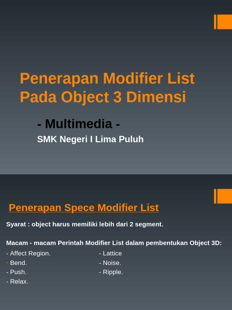 Modifier List untuk 3D Object di Multimedia | PDF