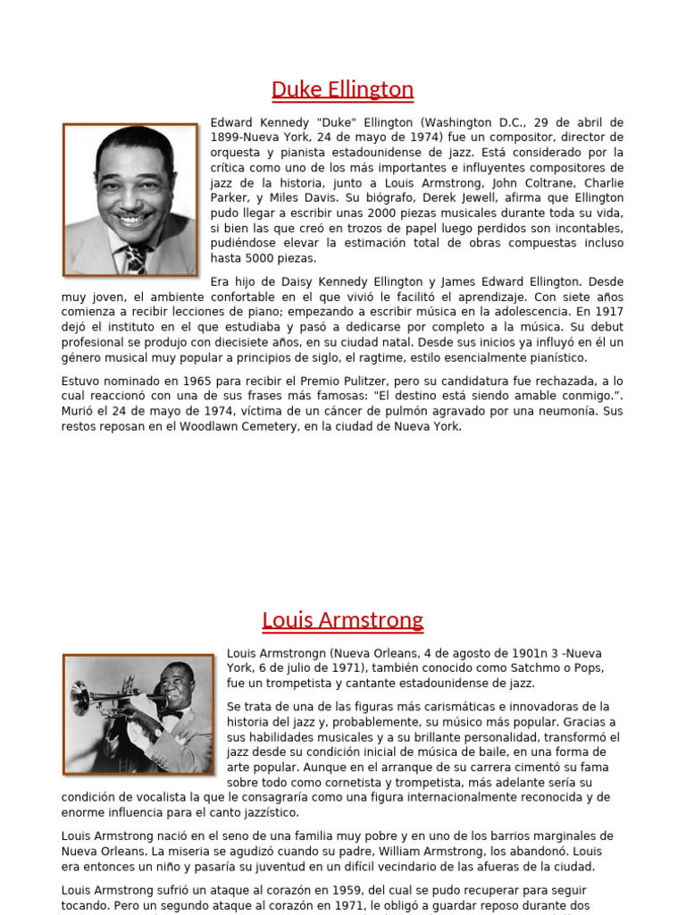 Duke Ellington, Louis Armstrong | PDF | Jazz