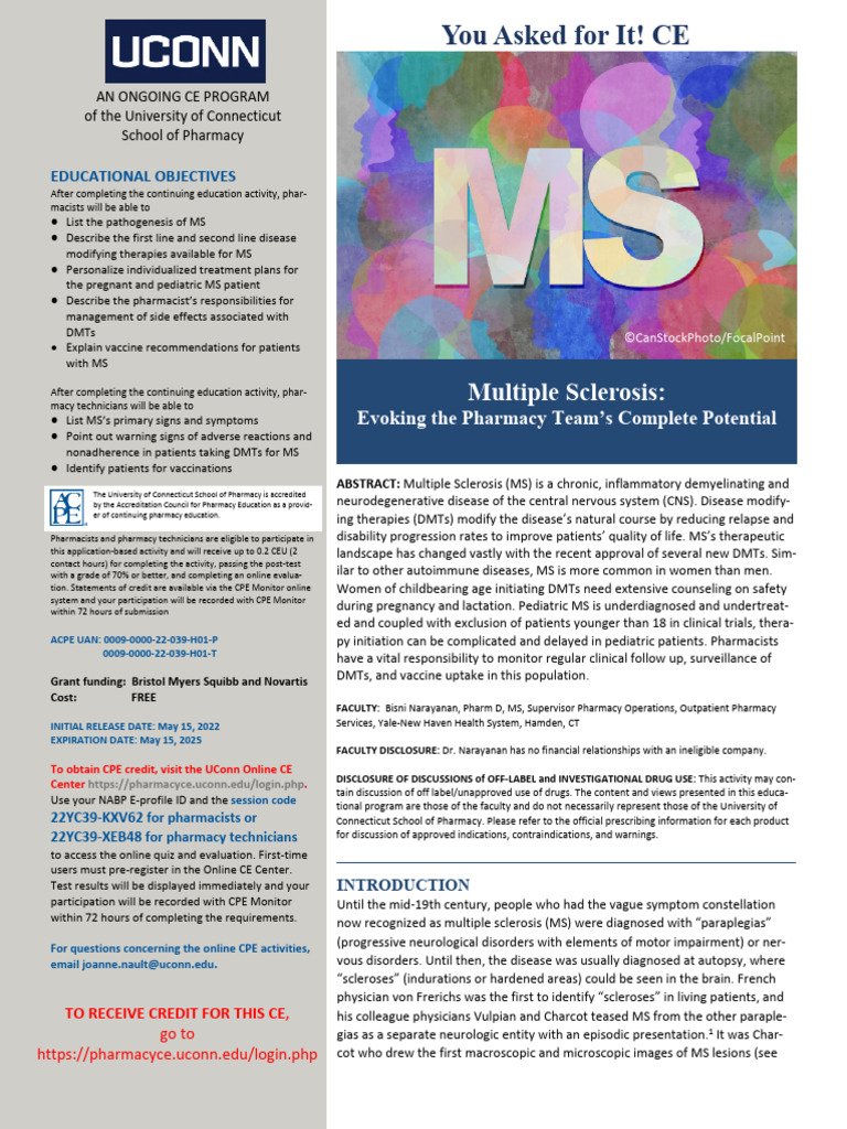 Multiple Sclerosis MAY2022 FINAL Rev. 09AUG2024 | PDF | Multiple ...