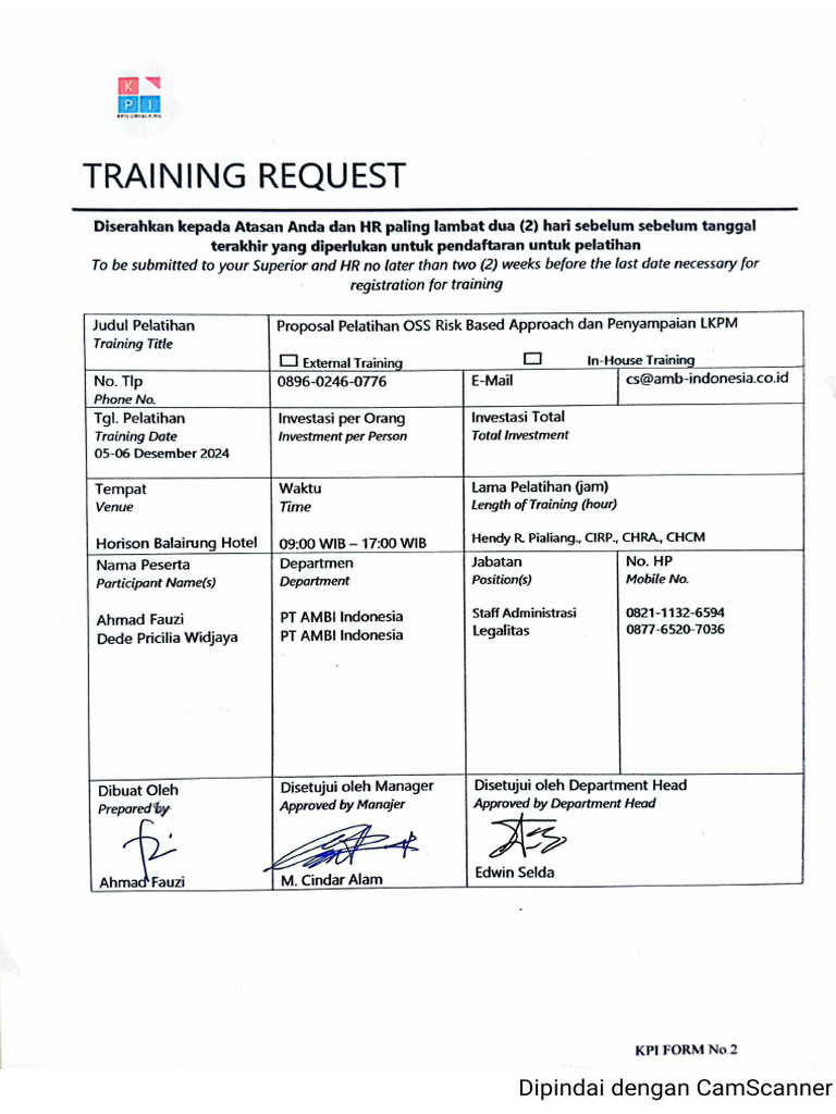 Training Request | PDF