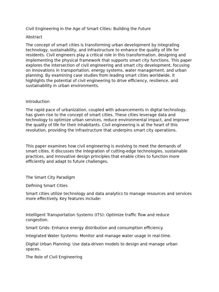 Civil Engineering in The Age of Smart Cities | PDF | Infrastructure ...