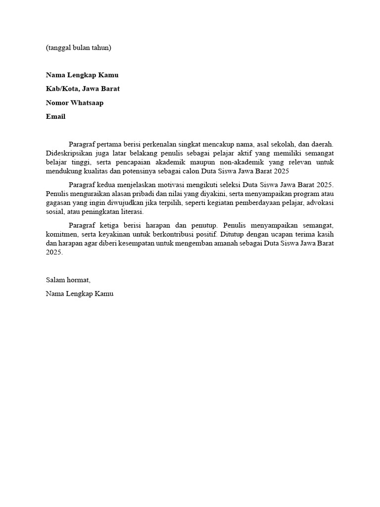 Contoh Motivation Letter | PDF