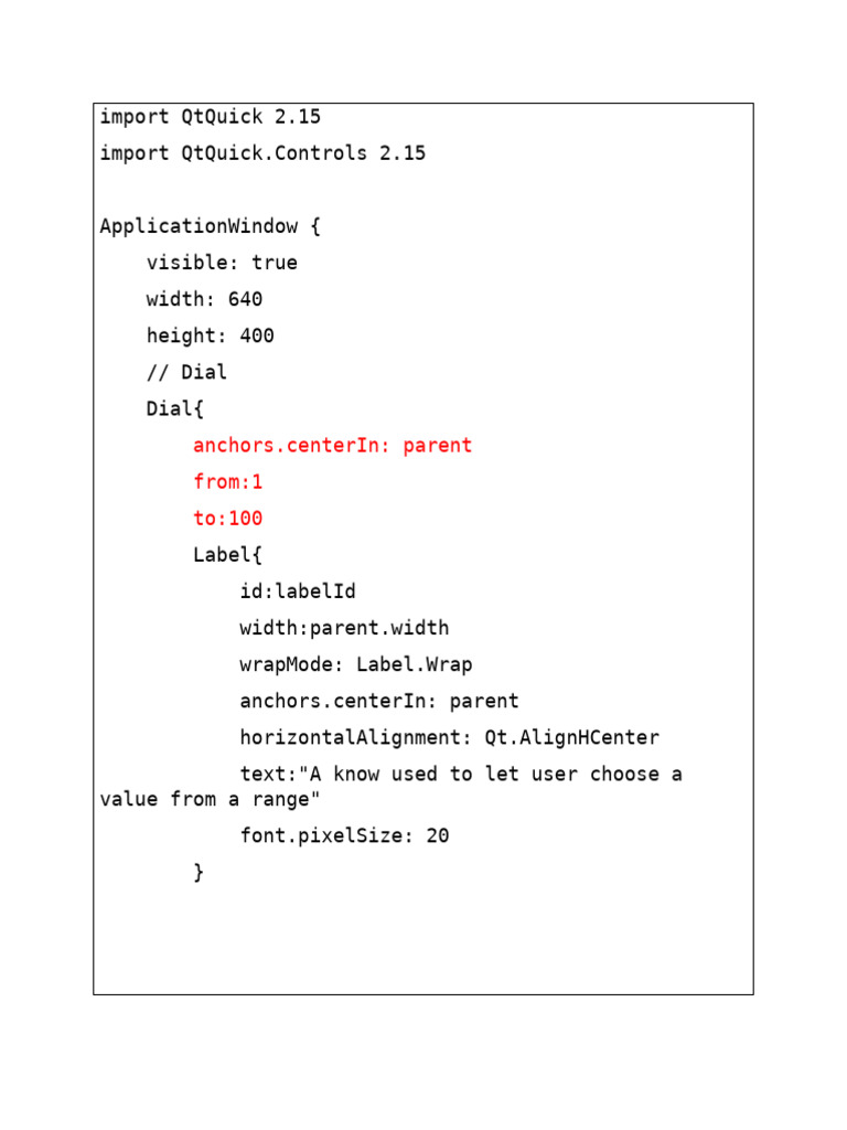 Centered Dial Component in QML | PDF