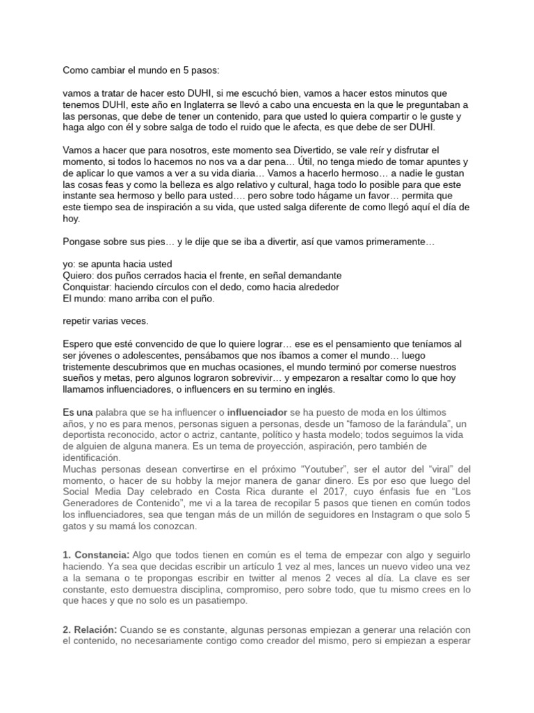 Como Cambiar El Mundo en 5 | PDF