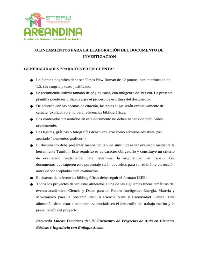 Plantilla de Entrega de Documento Escrito. IV Encuentro Steam | PDF | Ingeniería | Datos