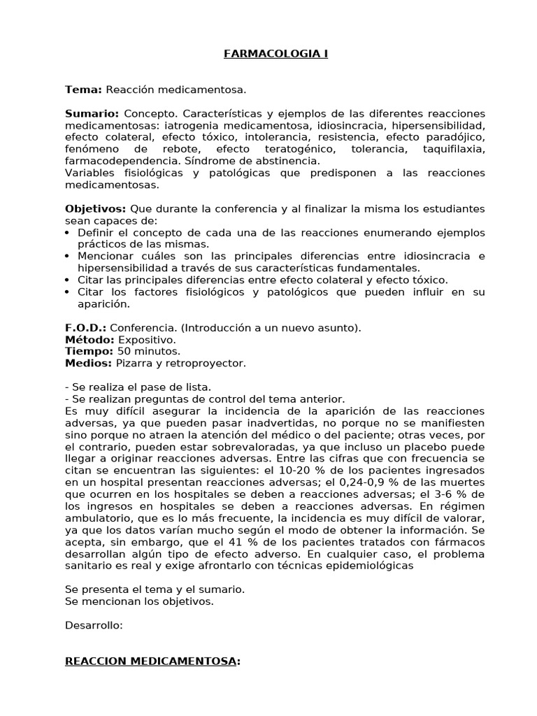 FARMACO 6 Reacciones Medicamentosas.doc | PDF | Medicamentos con receta | Drogas