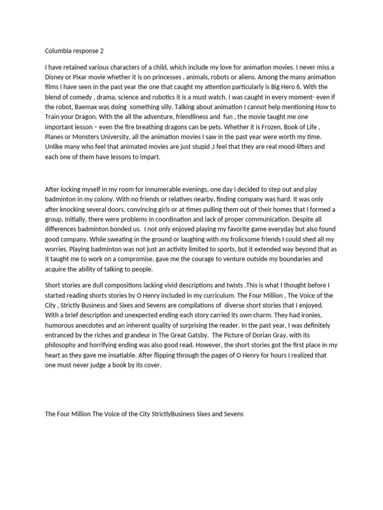 Columbia Response 2 | PDF