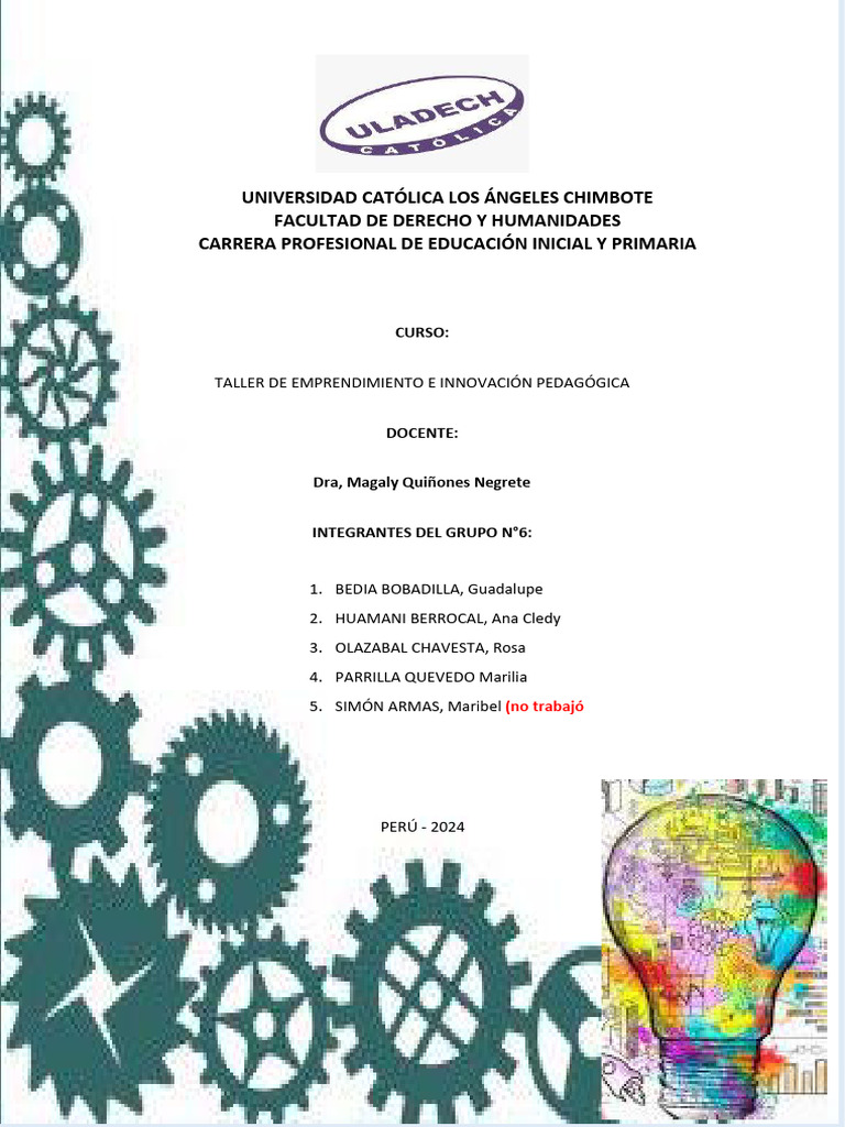 Taller de Emprendimiento INnovación... Grupo6 | PDF | Iniciativa empresarial | Cognición