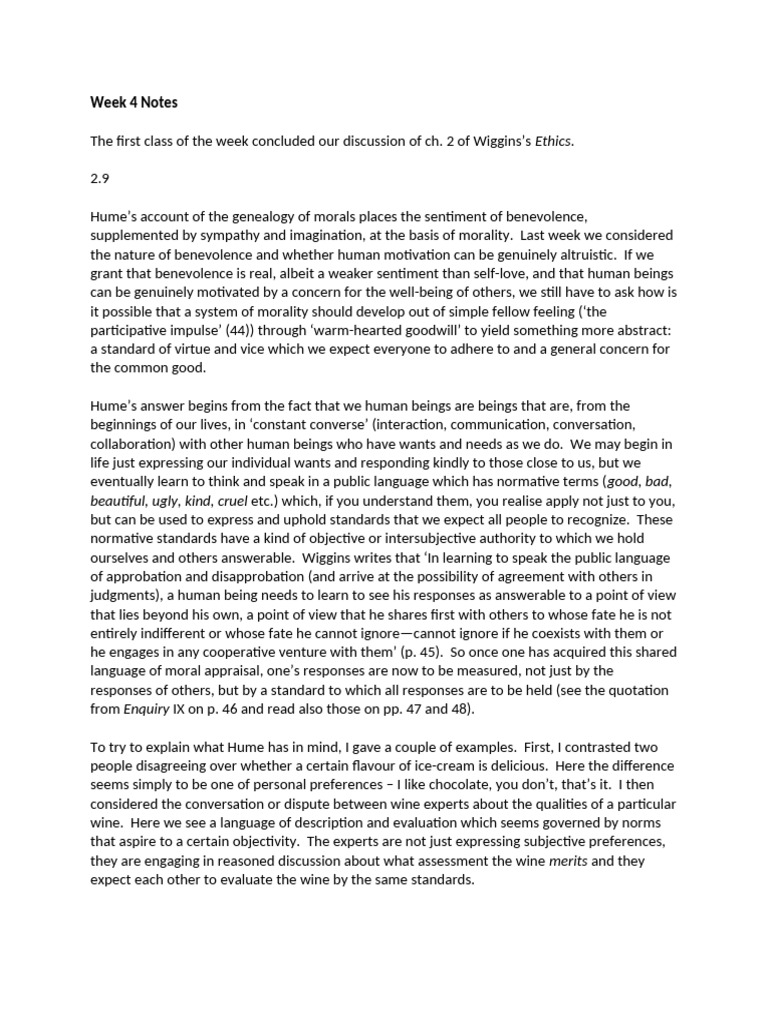 Queens PHIL 242 2025 Week 4 Notes | PDF | David Hume | Morality