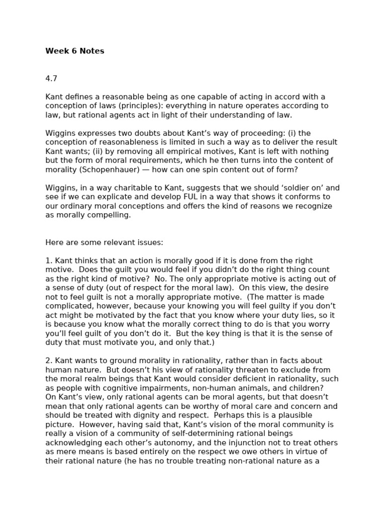 PHIL-242 2025 Week 6 Notes | PDF | Immanuel Kant | Free Will