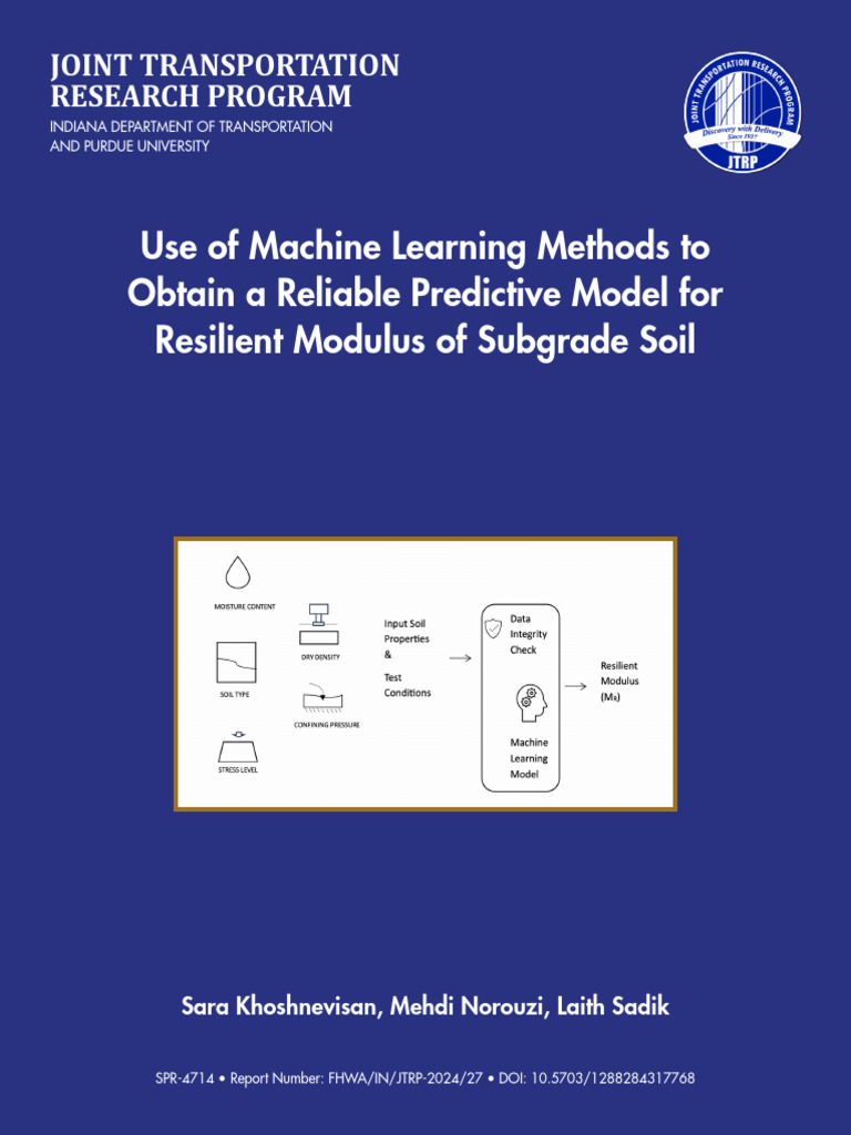Use of machine learning methods to obtain a reliable predictive model for resilient modulus of ...