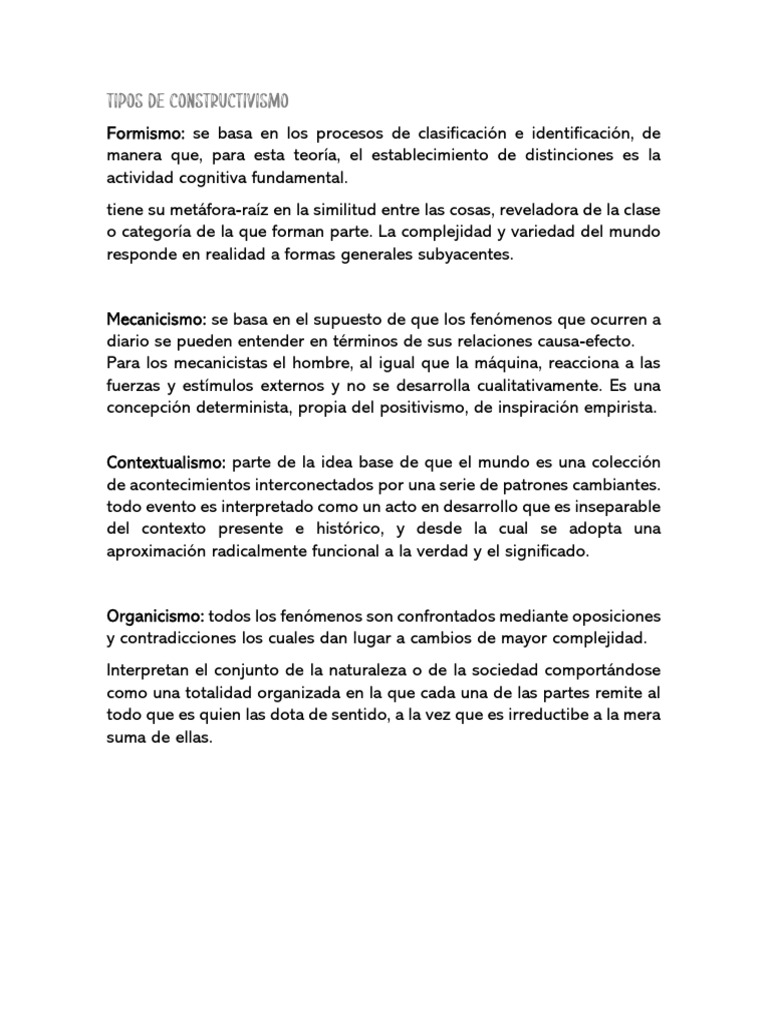 Tipos de Constructivismo | PDF