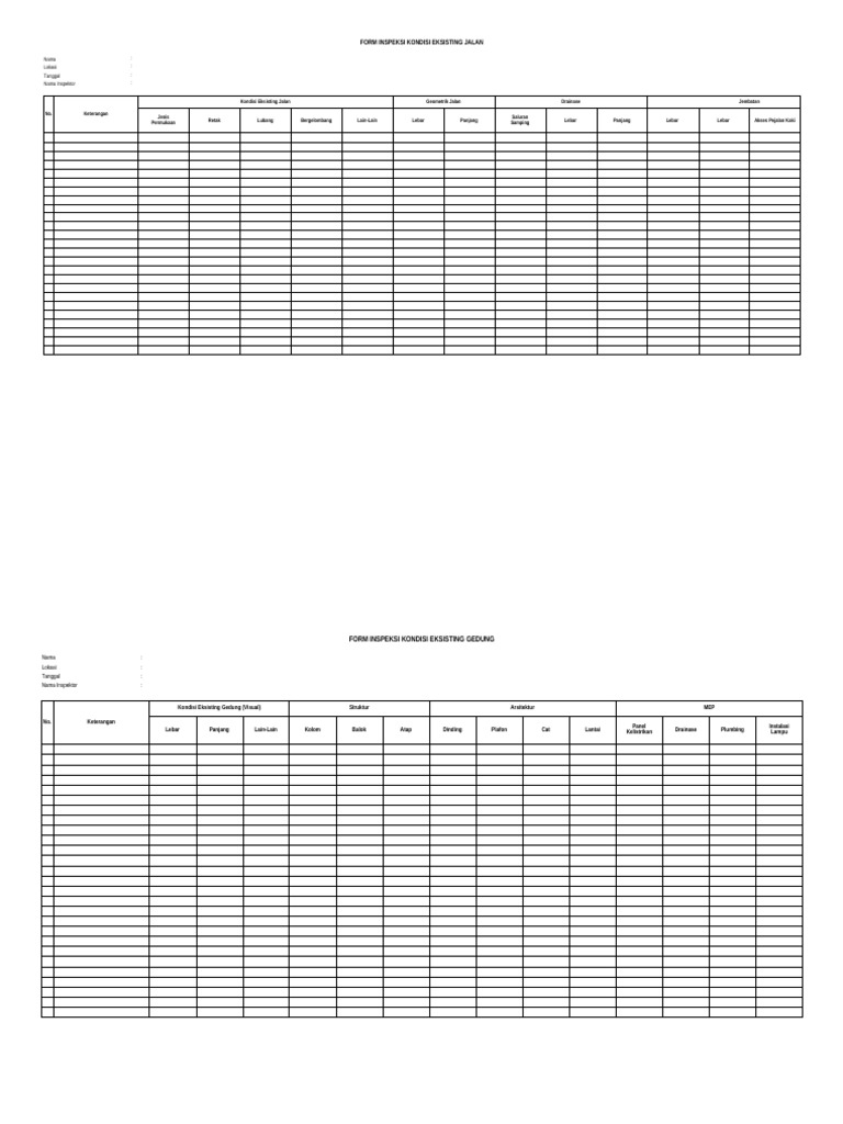 Form Inspeksi Jalan & Gedung | PDF